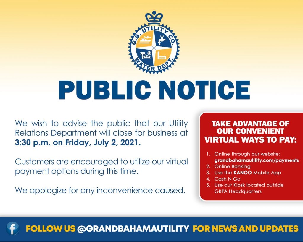 Public Notice: Office Hours - GB Utility Company